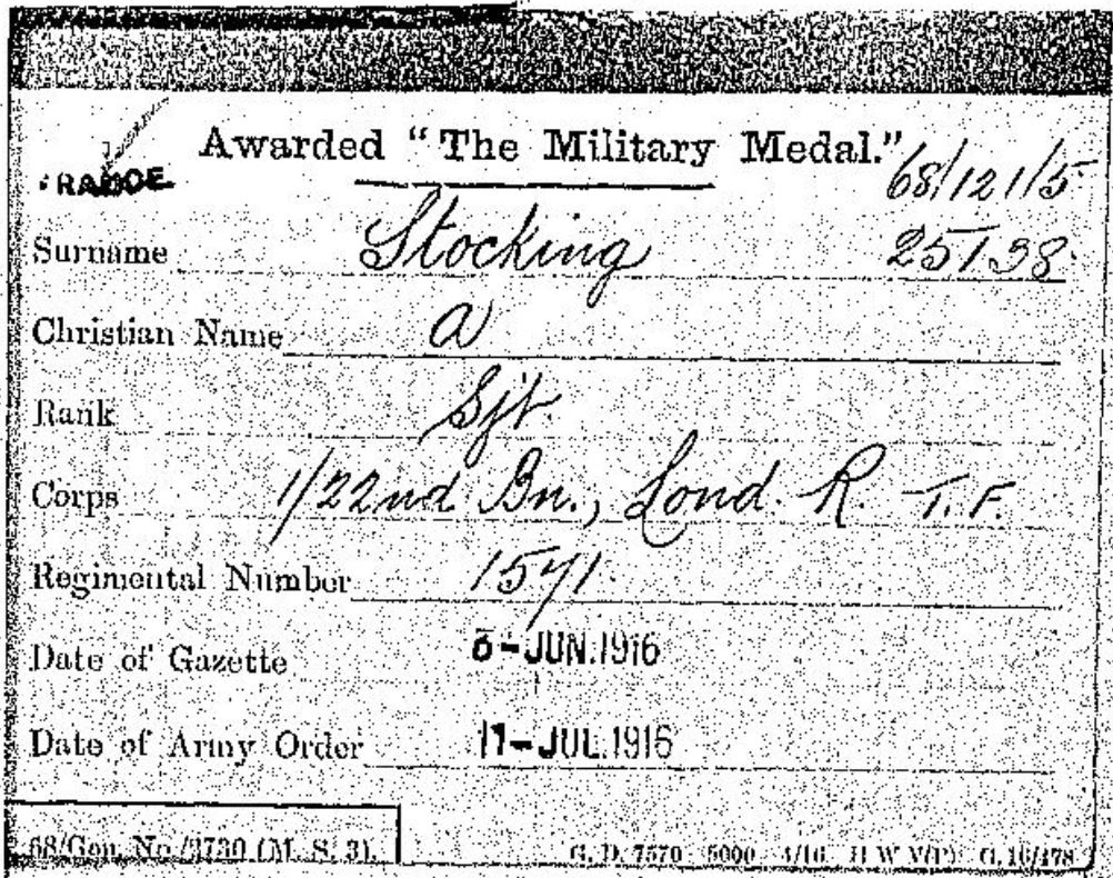 Aaron Archibald Stocking (1883-1917): Military Medal [Updated] | My ...